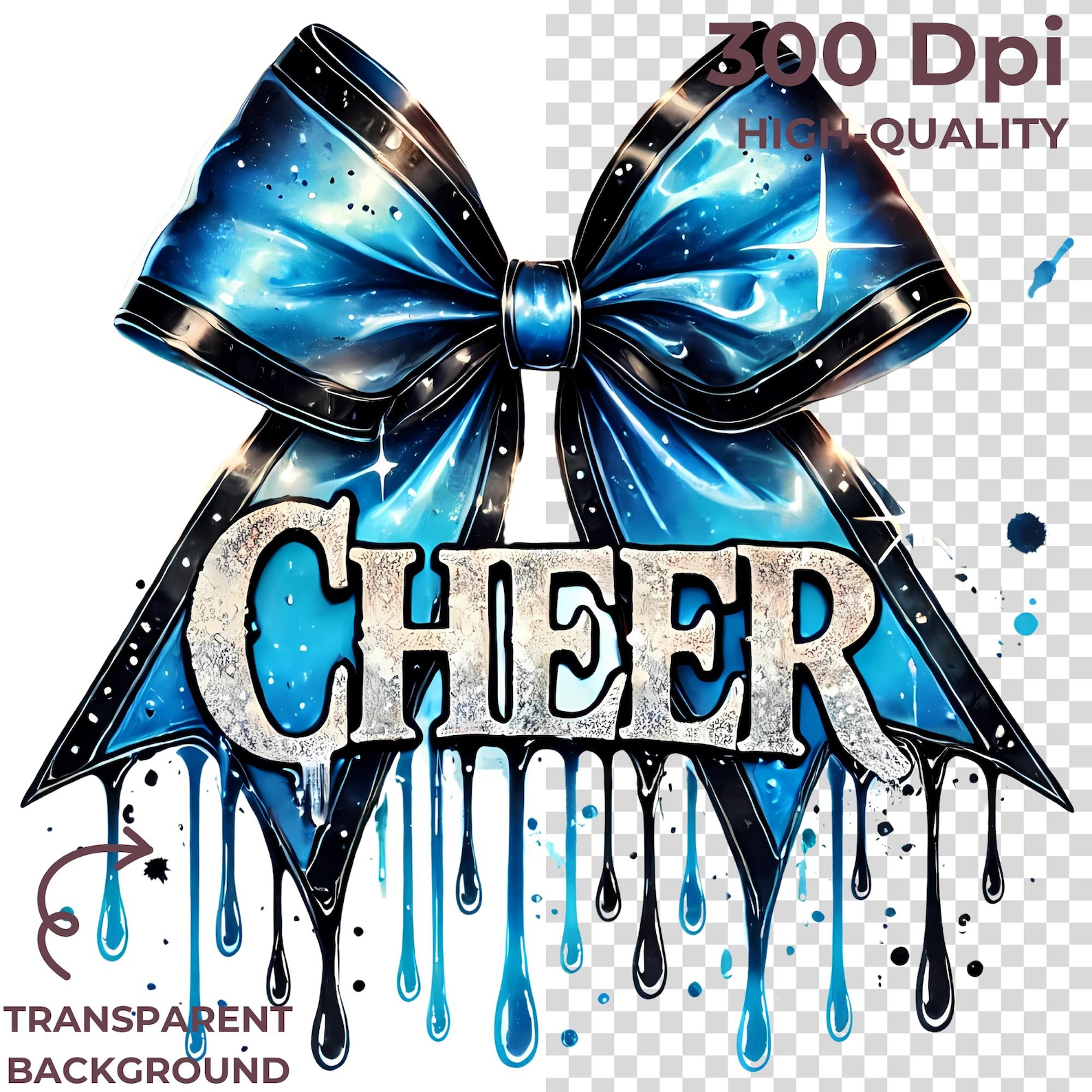 Cheer Bows Watercolor Clipart Set | 10 PNG Files | Glitter Cheerleading ...