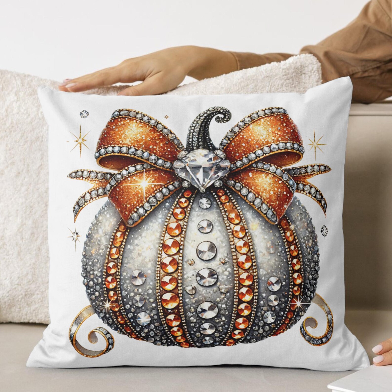 Glitter Pumpkin Clipart – 12 PNG Watercolor Set for Fall Crafts ...