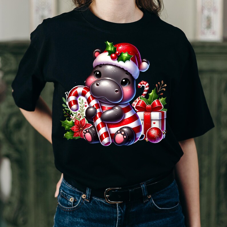 Christmas Moo Deng Watercolor Clipart - 10 Festive Pngs for Holiday Fun ...