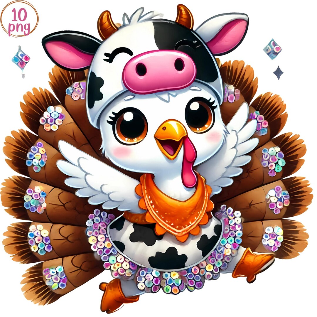 Cow Turkey Watercolor Clipart – Thanksgiving PNG Digital Art - Etsy