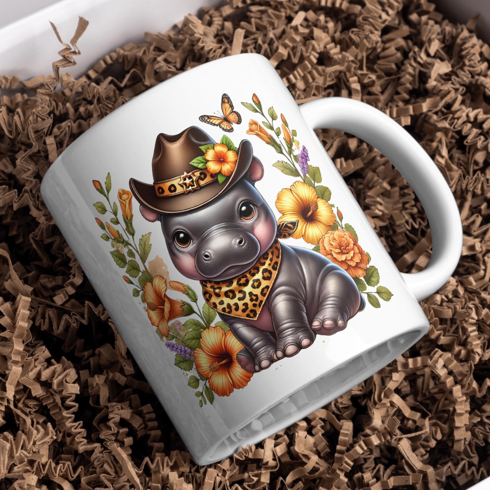 Cowboy Moo Deng Clipart – 10 PNG Watercolor Set for Western Crafts ...