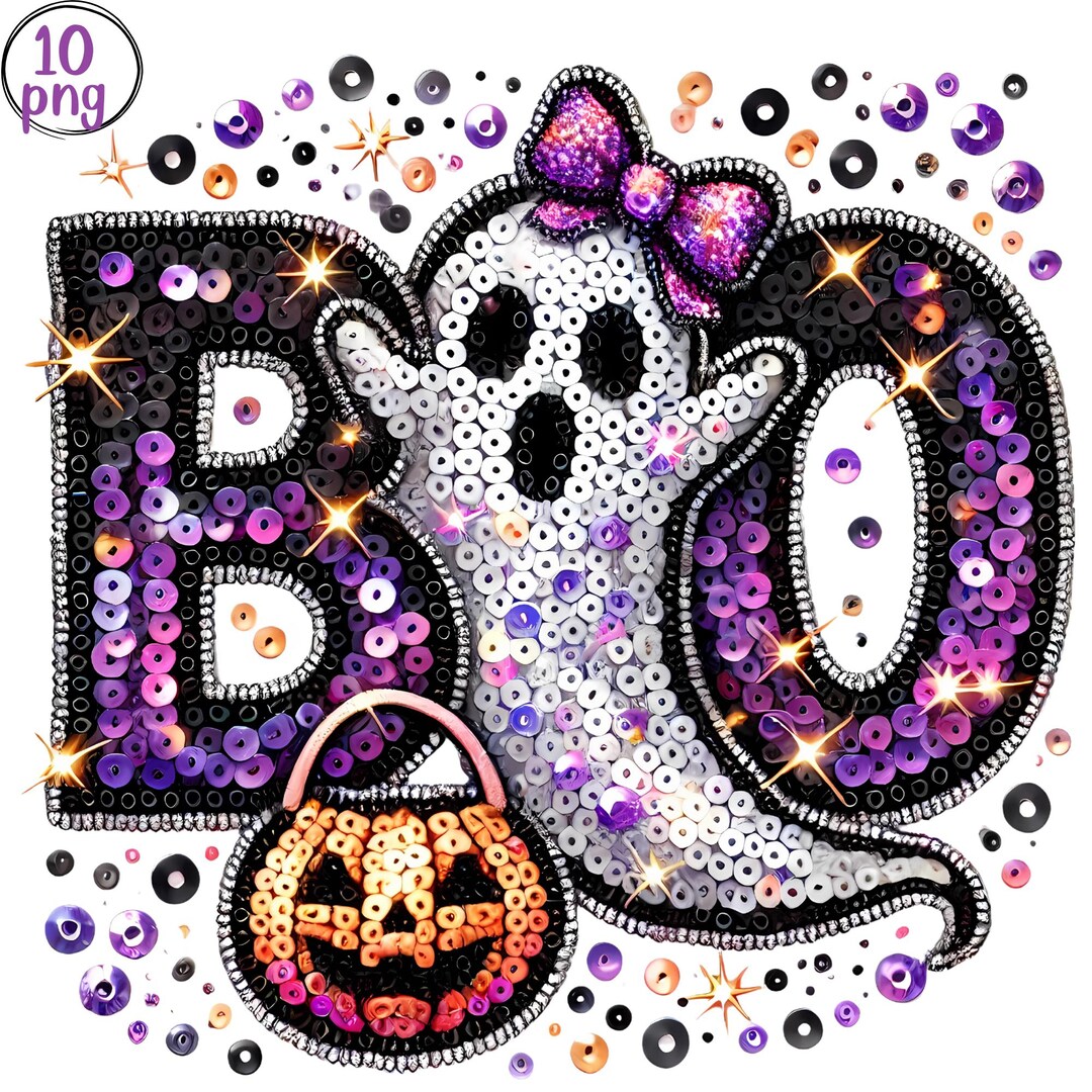 Watercolor Ghost Clipart – Halloween Sequin PNG Set (10 Designs) - Etsy ...