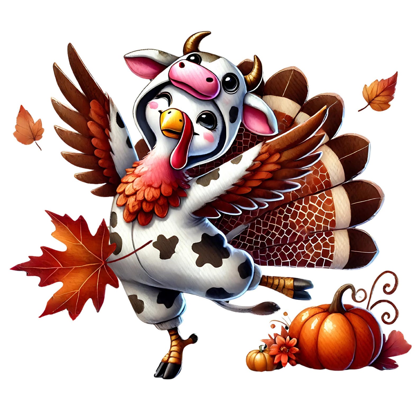 Moo Cow Turkey Clipart | 10 PNG Thanksgiving Sublimation | Fall Farm ...