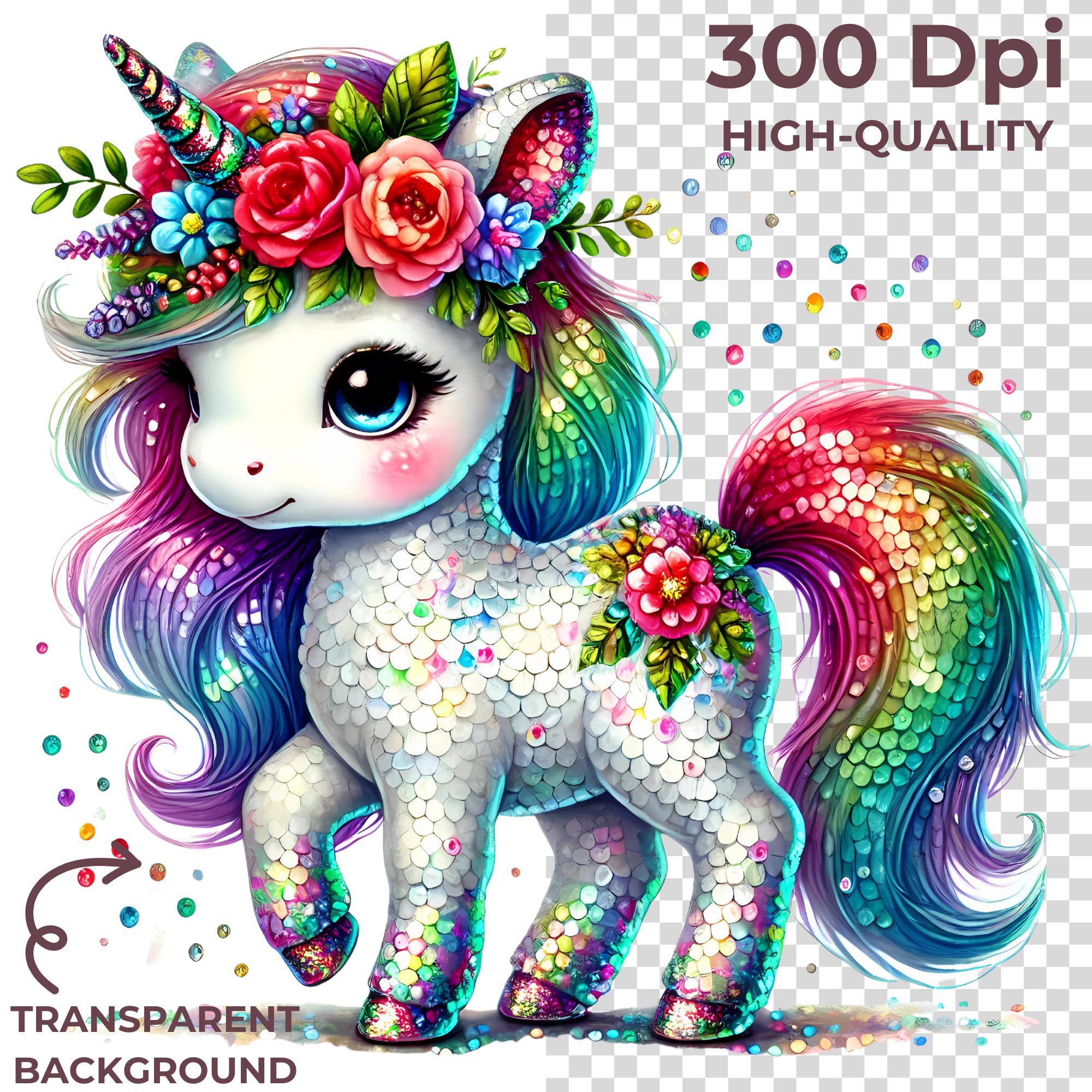 Rainbow Unicorn Clipart – 10 PNG Watercolor Set for Kids Crafts, Party ...
