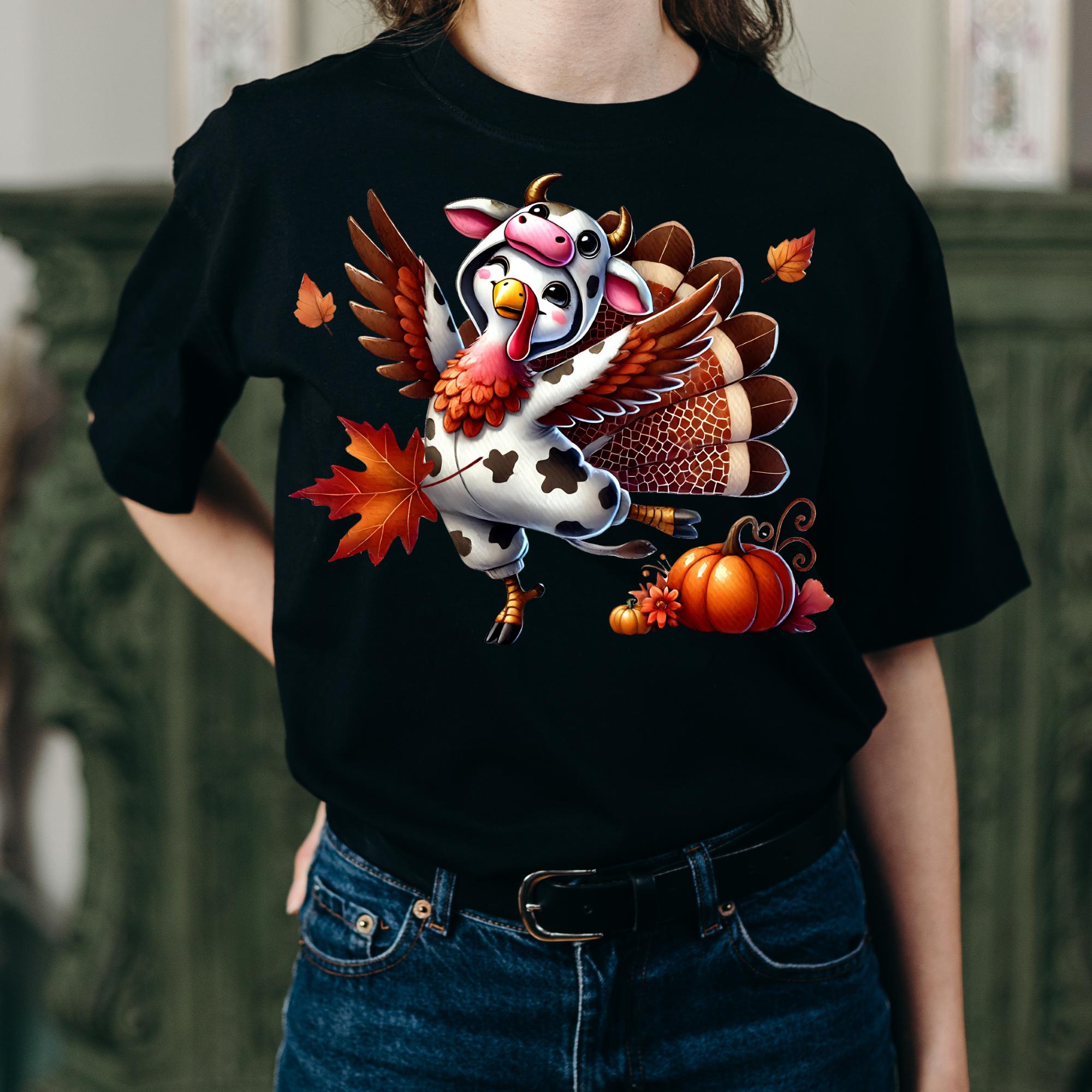 Moo Cow Turkey Clipart | 10 PNG Thanksgiving Sublimation | Fall Farm ...
