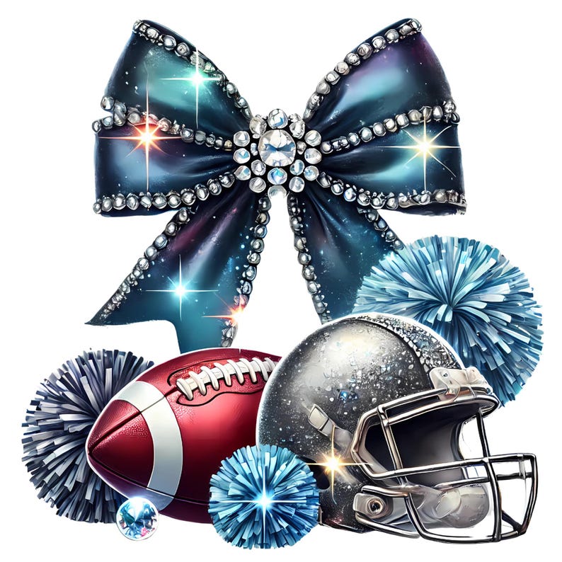 Cheer Football Coquette Bows Watercolor Clipart | Football Season ...