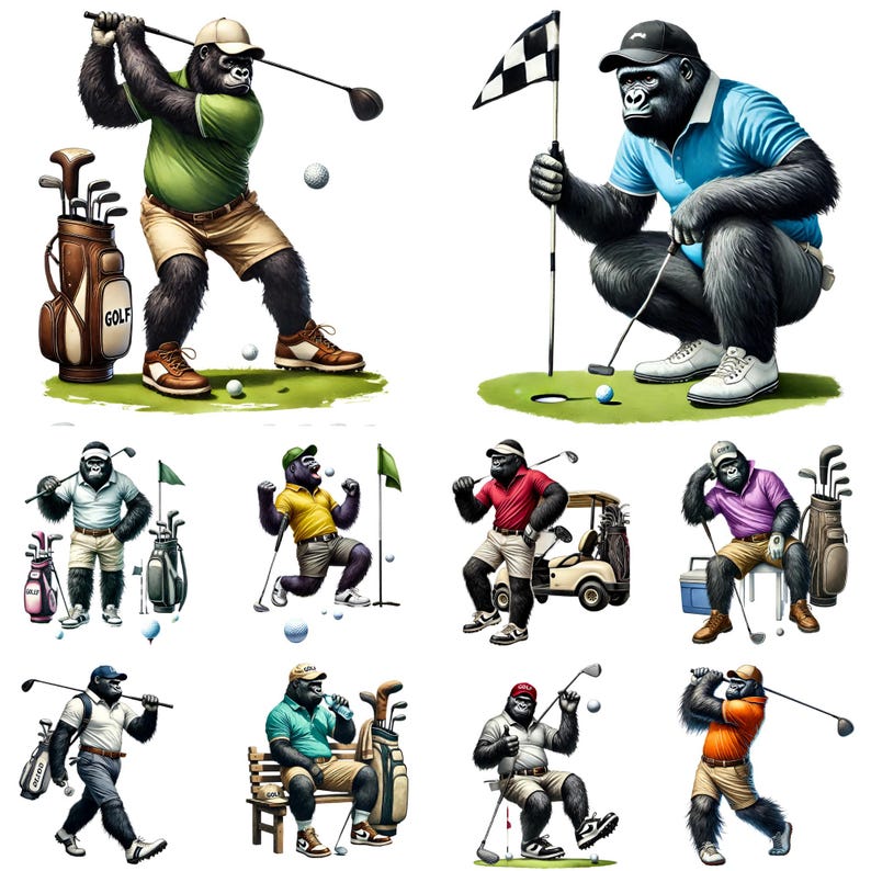Bigfoot Golf Clipart – 10 PNG Funny Sasquatch Golfing Illustrations for Sublimation & Crafts - Etsy