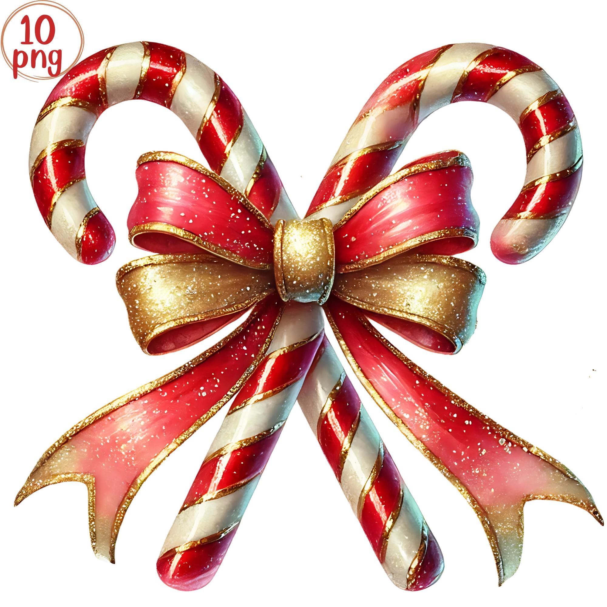 Christmas Candy Cane Watercolor Clipart Bundle – Festive Holiday Bow ...
