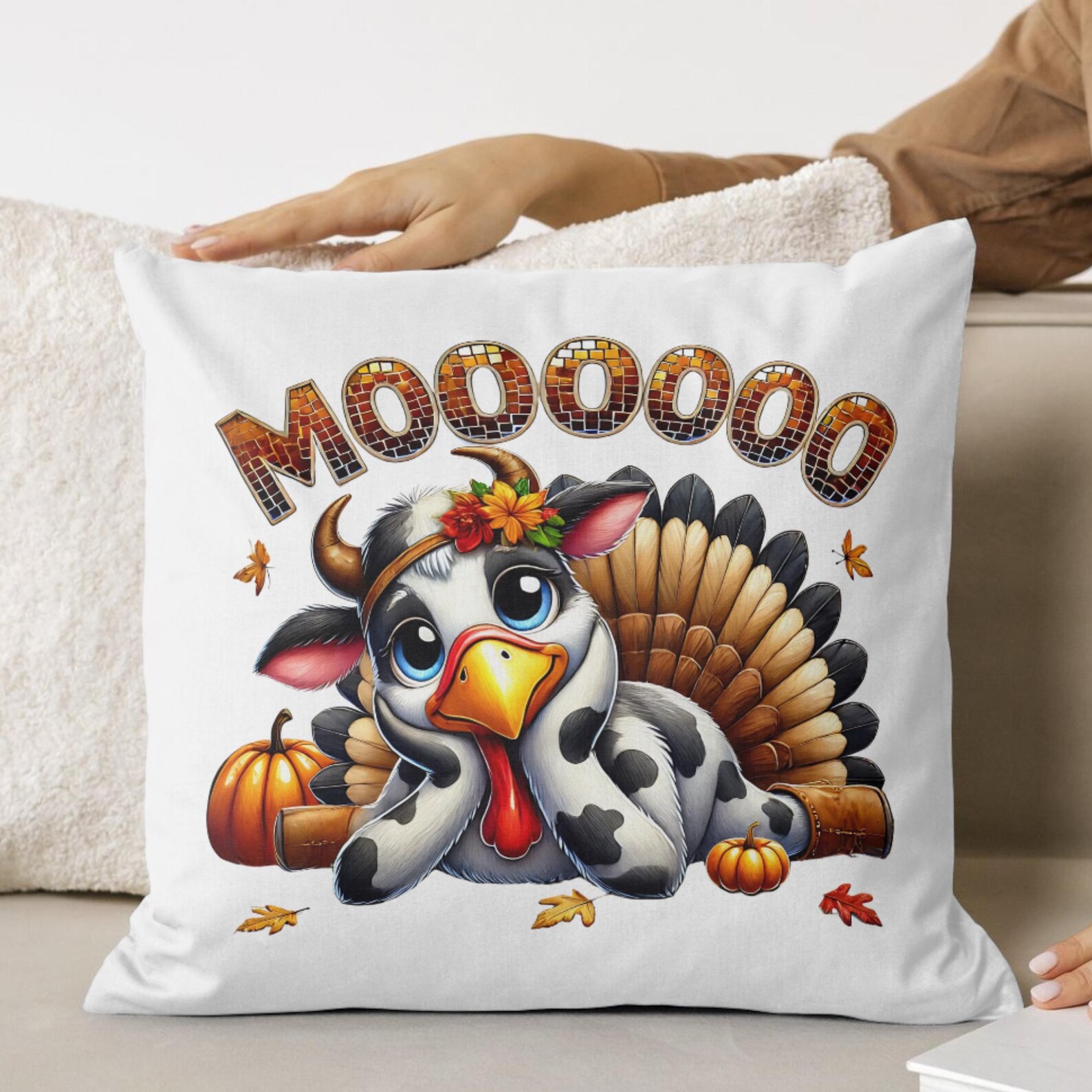 Moo Cow Turkey Clipart | 10 PNG Thanksgiving Sublimation | Fall Farm ...