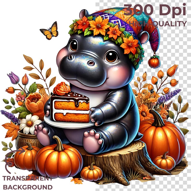Fall Hippo Watercolor Clipart – Autumn PNG Set (digital Download) - Etsy