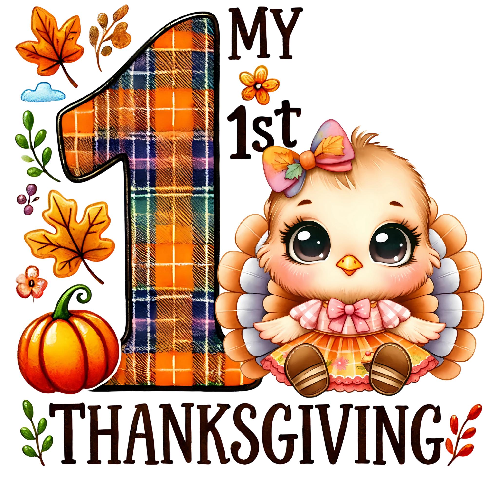 My First Thanksgiving Clipart – 10 PNG Fall Baby Turkey Sublimation ...