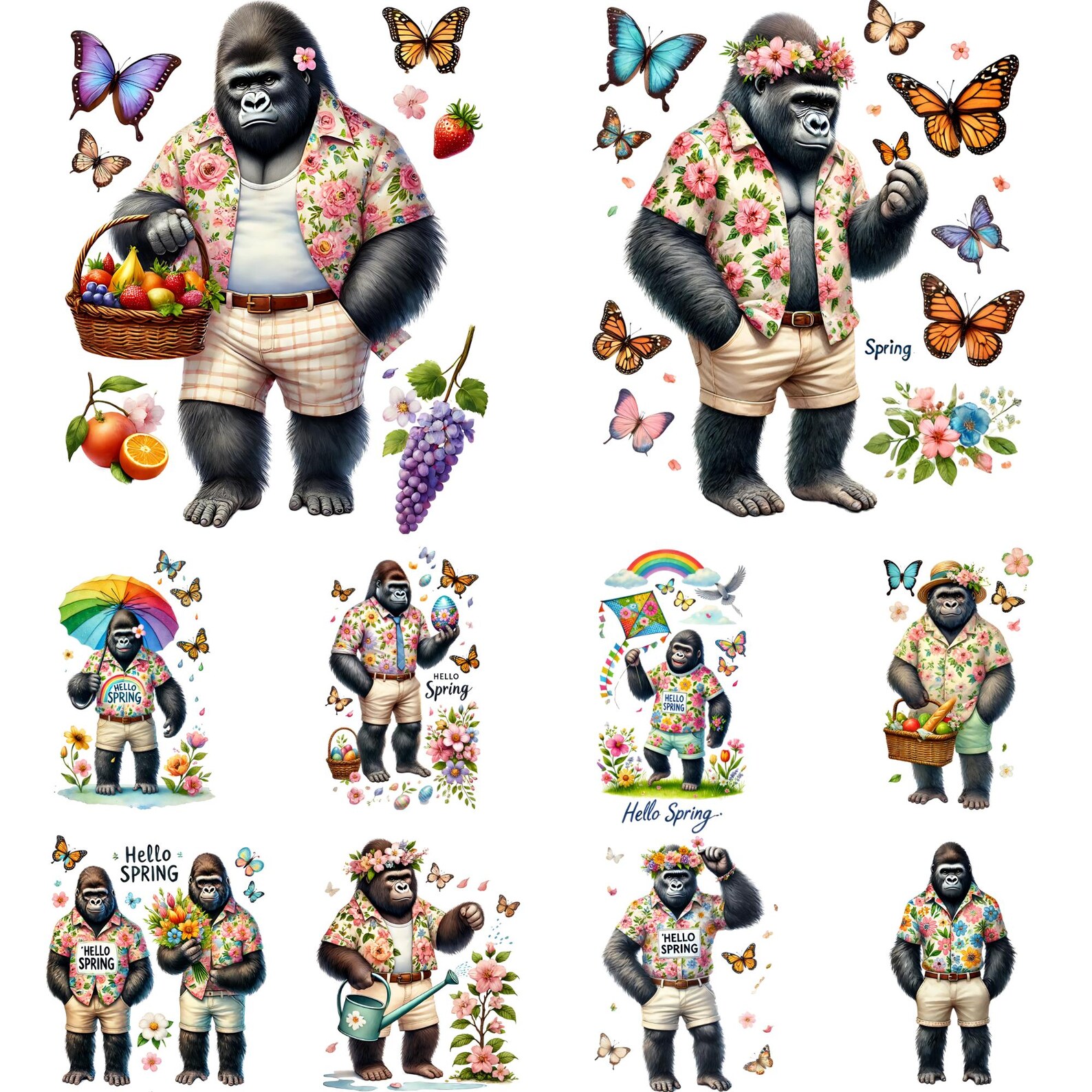 Spring Bigfoot Clipart – 11 PNG Watercolor Sasquatch Graphics With ...