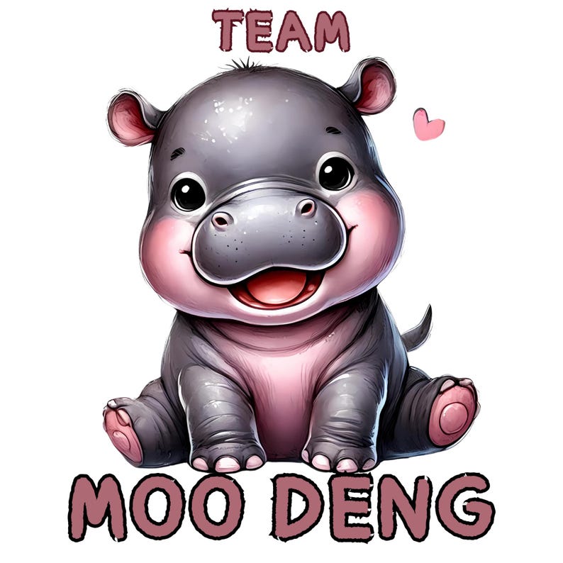Team Moo Deng Baby Hippo Watercolor Clipart – 10 PNG Set for Kids ...