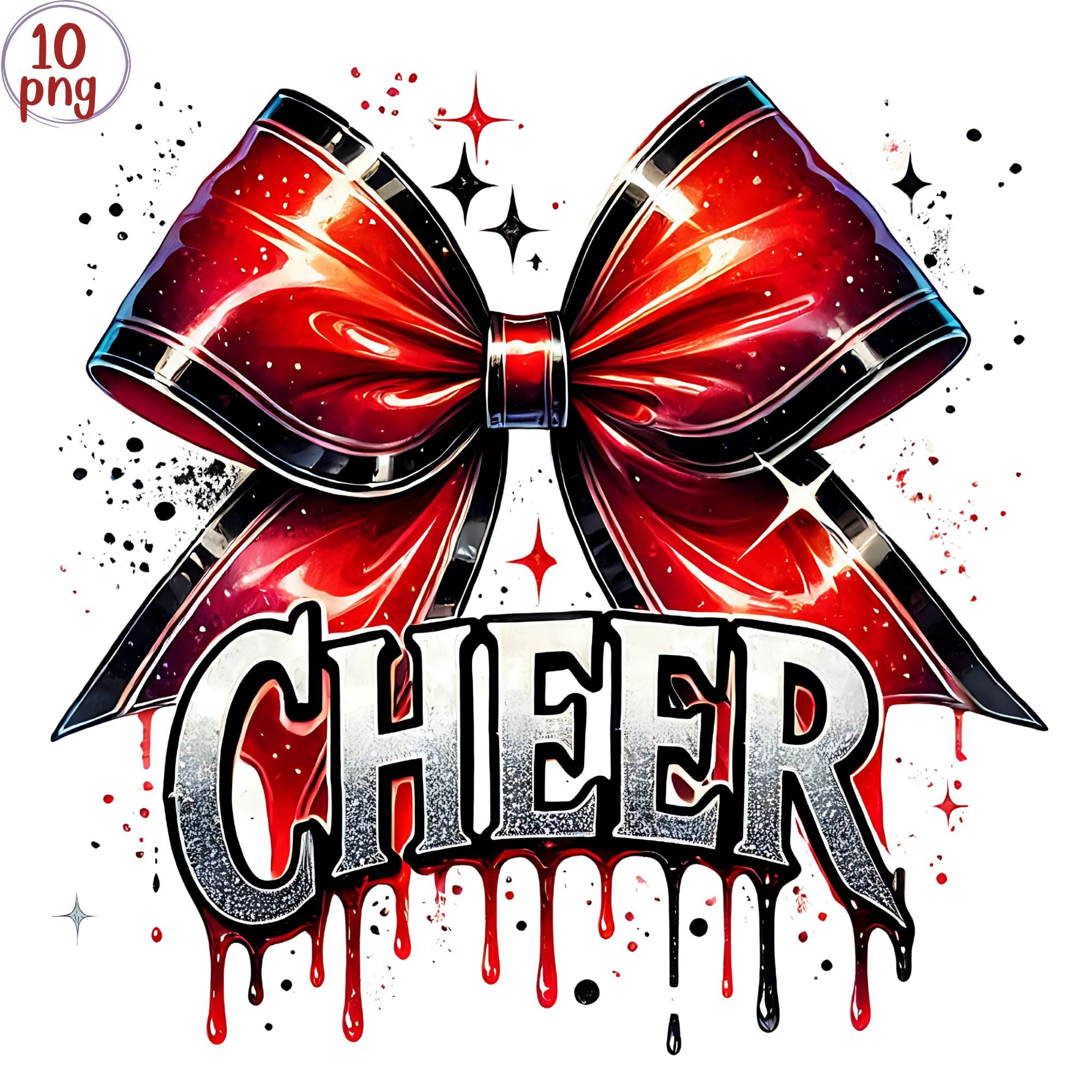 Cheer Bows Watercolor Clipart Set | 10 PNG Files | Glitter Cheerleading ...