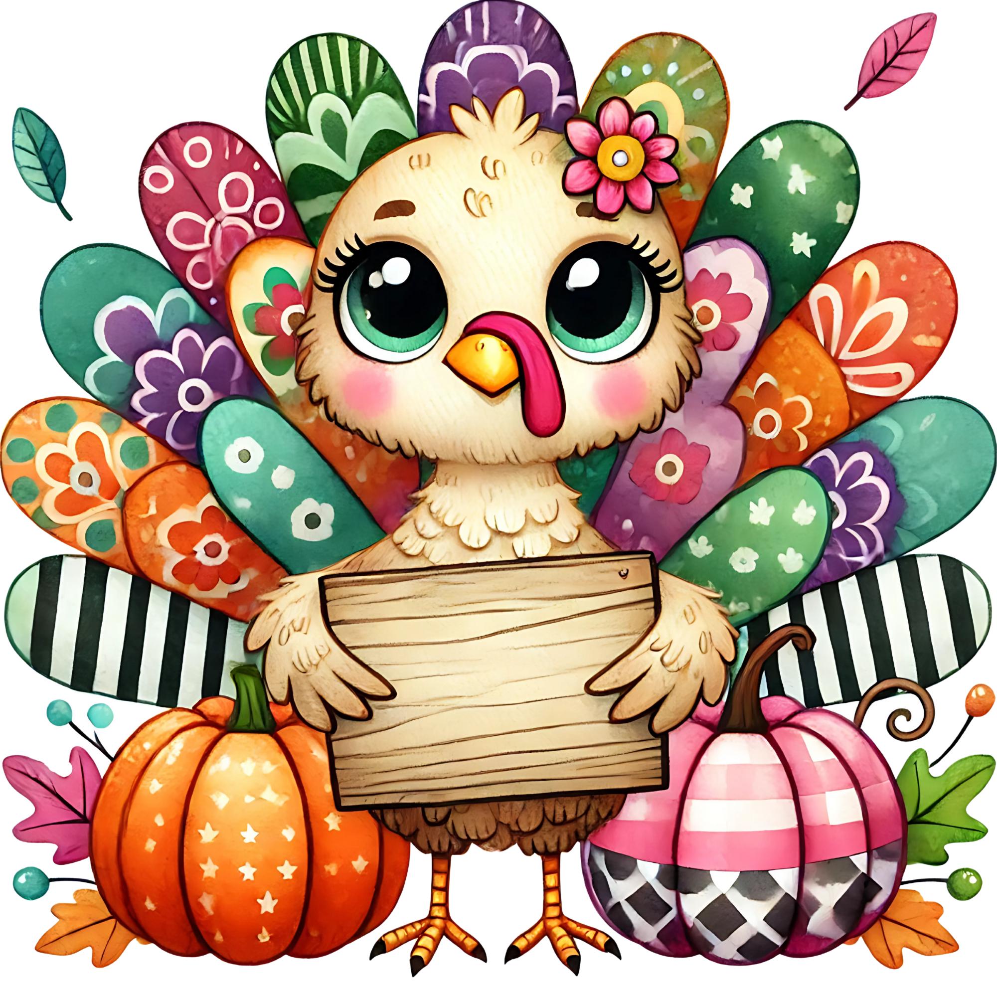 Thanksgiving Turkey Clipart – Watercolor Fall Designs (digital Download ...