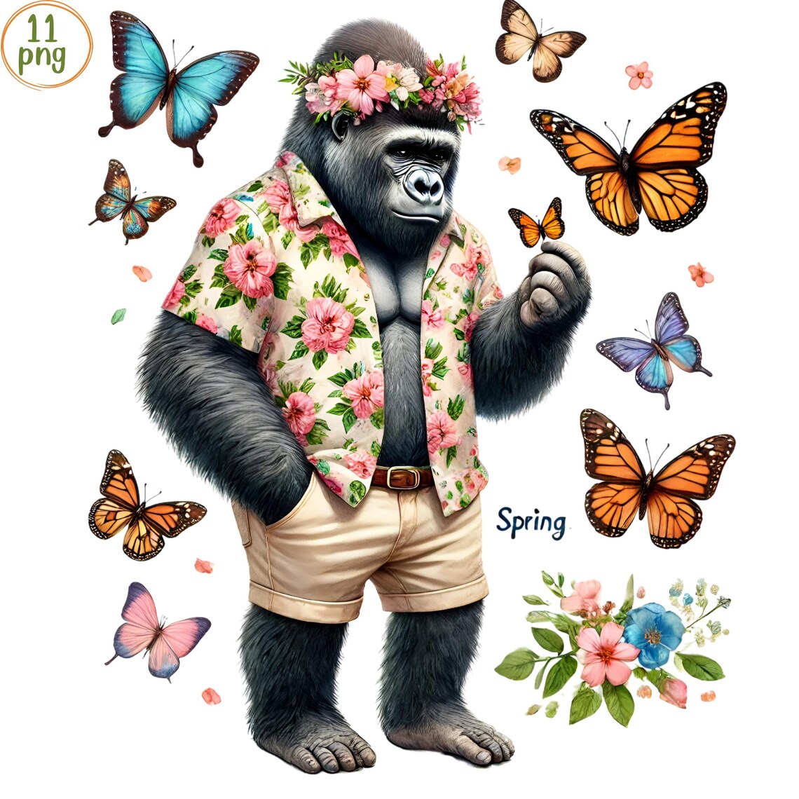 Spring Bigfoot Clipart – 11 PNG Watercolor Sasquatch Graphics With ...