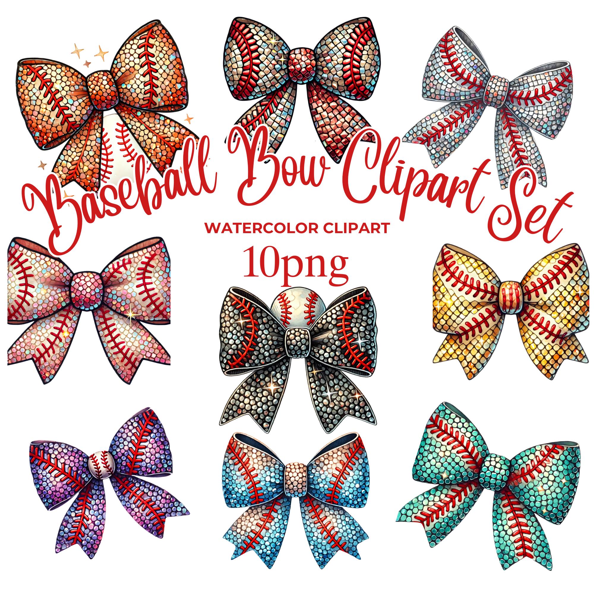 Baseball Bow Clipart Set | Sparkling Sports Bows | 10 PNG Files - Etsy