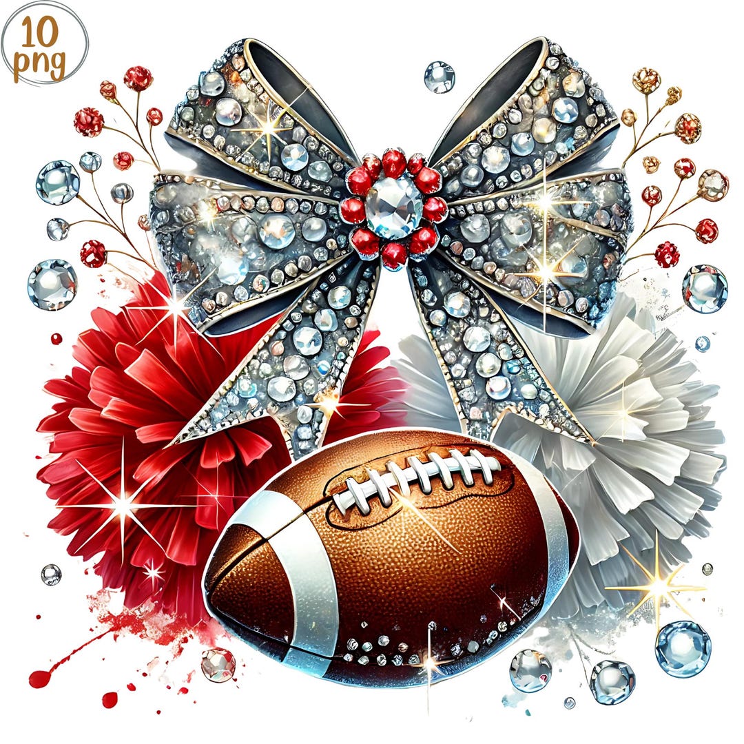 Cheer Football Coquette Bows Watercolor Clipart | 10 PNG Files - Etsy
