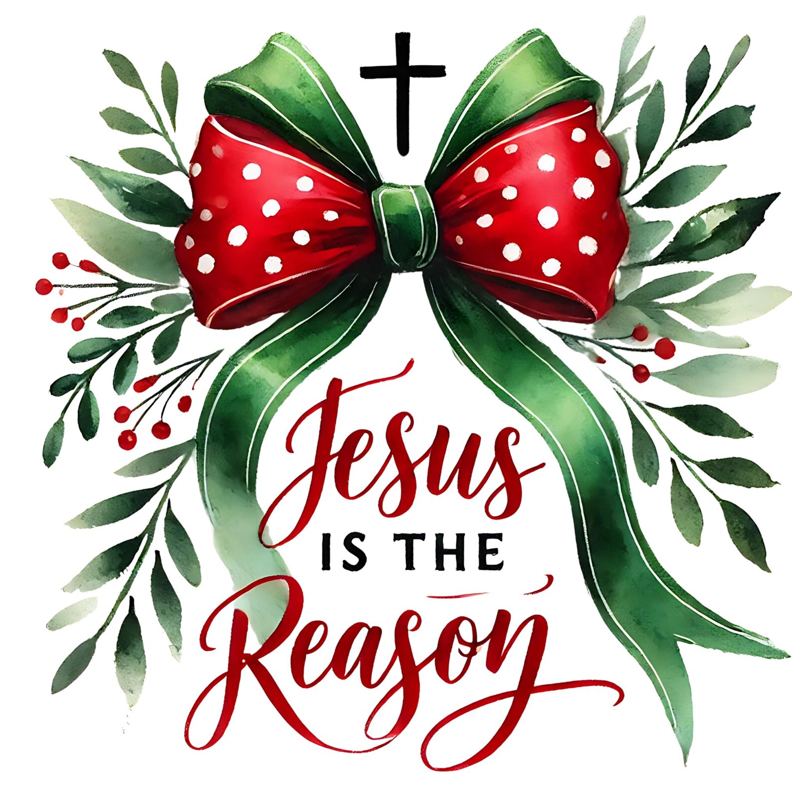 Jesus is the Reason Clipart – Watercolor Christmas PNG Set (digital ...
