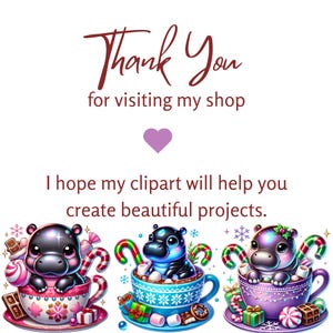 Hot Chocolate Moo Deng Clipart – 10 PNG Watercolor Set for Christmas ...