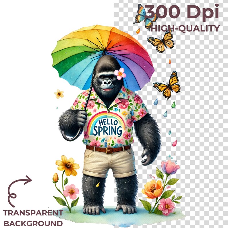 Spring Bigfoot Clipart – 11 PNG Watercolor Sasquatch Graphics With ...