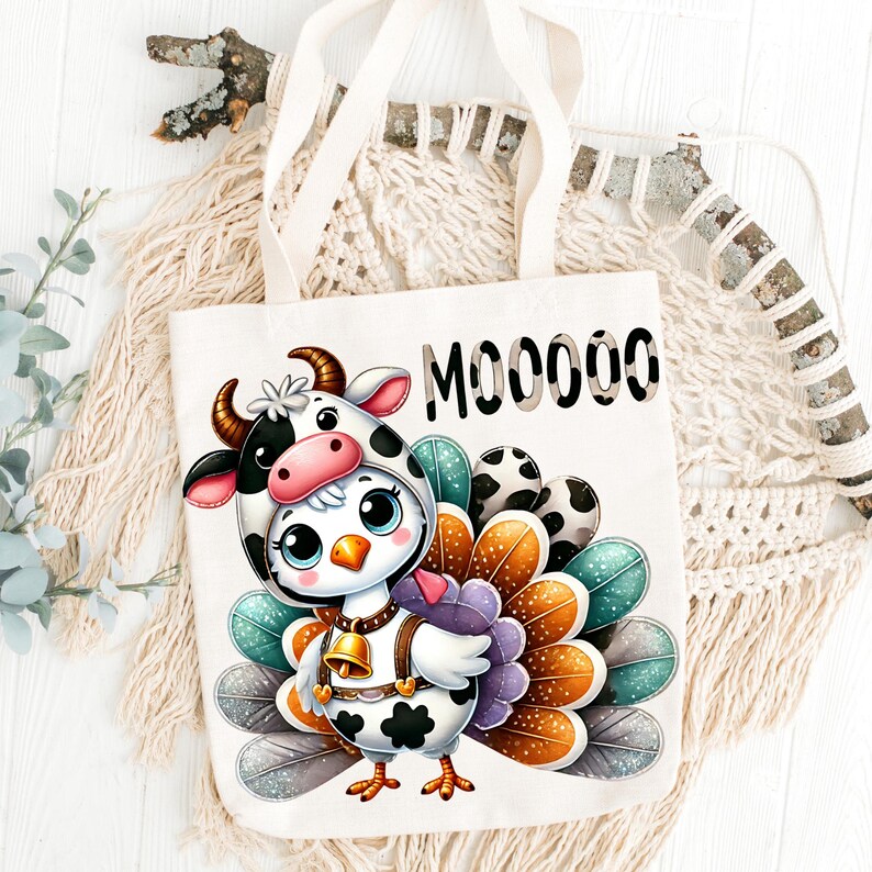 Cow Turkey Thanksgiving Clipart | Cute Fall Farm Animal PNG | Moo ...