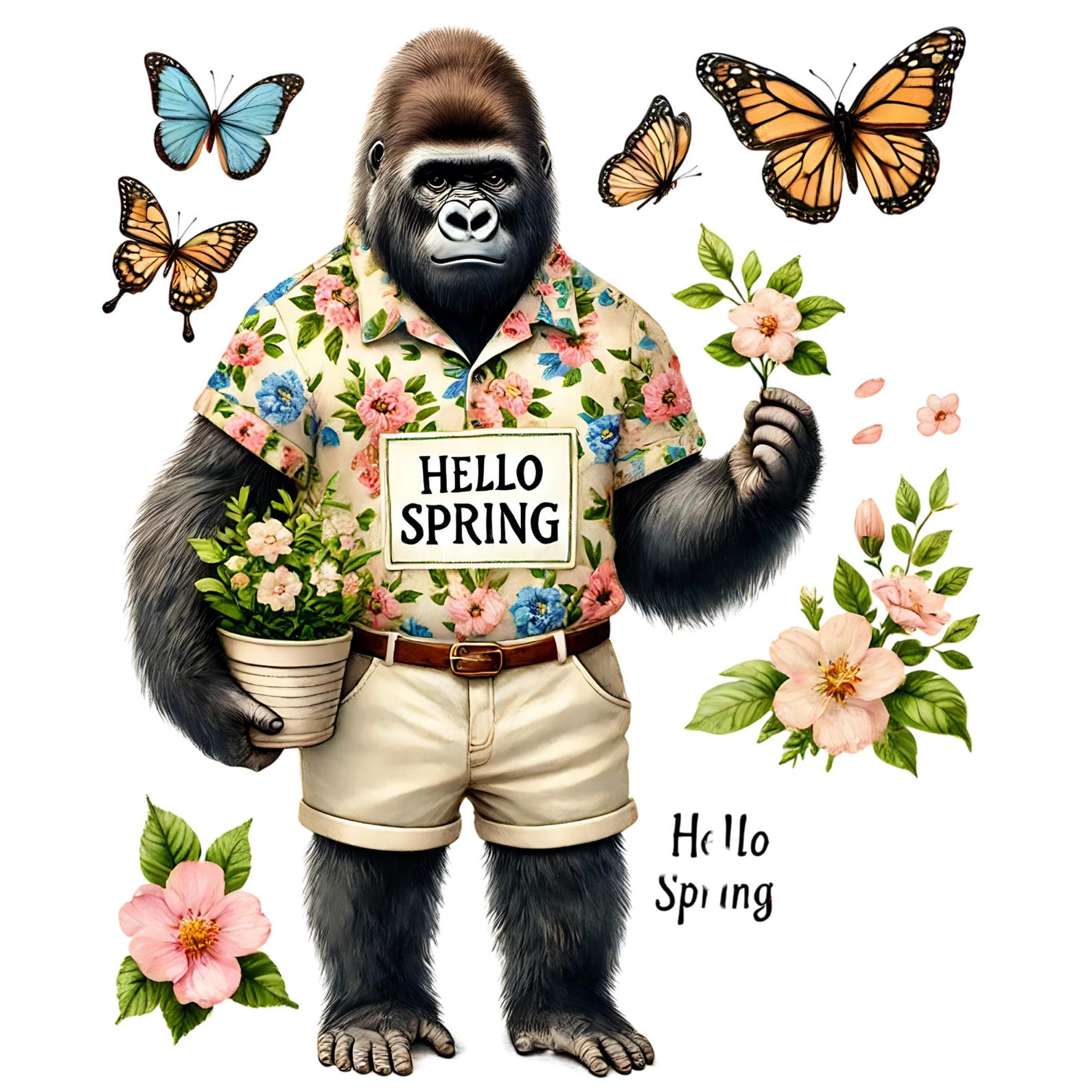 Spring Bigfoot Clipart – 11 PNG Watercolor Sasquatch Graphics With ...