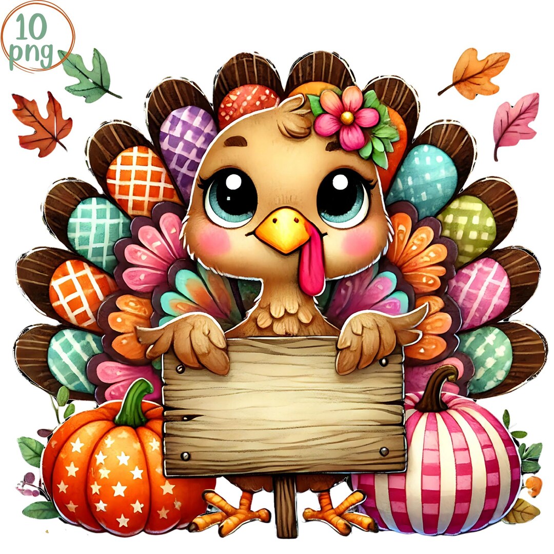 Thanksgiving Turkey Clipart – Watercolor Fall Designs (digital Download ...