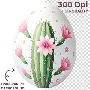 Cactus Easter Egg Clipart – Watercolor PNG Set, Desert Spring (digital ...
