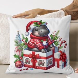 Christmas Hippo Clipart – Watercolor PNG Set (digital Download) - Etsy