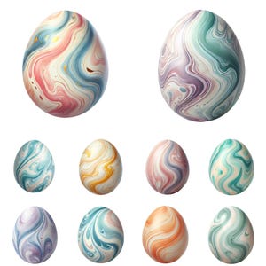Marble Easter Egg Clipart 10 PNG Watercolor Set for Spring and Holiday ...
