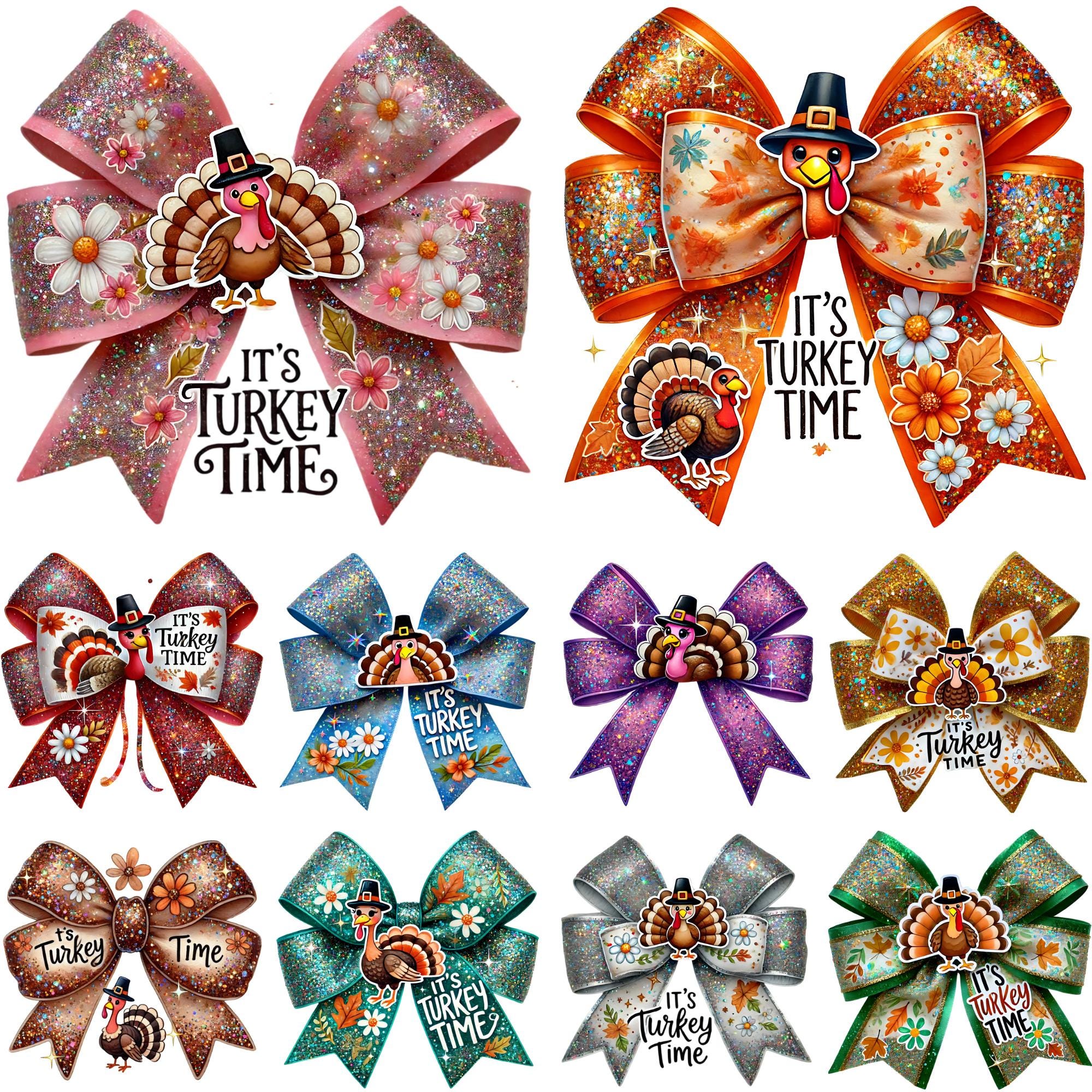 Thanksgiving Turkey Bow Clipart – 10 PNG Fall Sublimation Graphics - Etsy