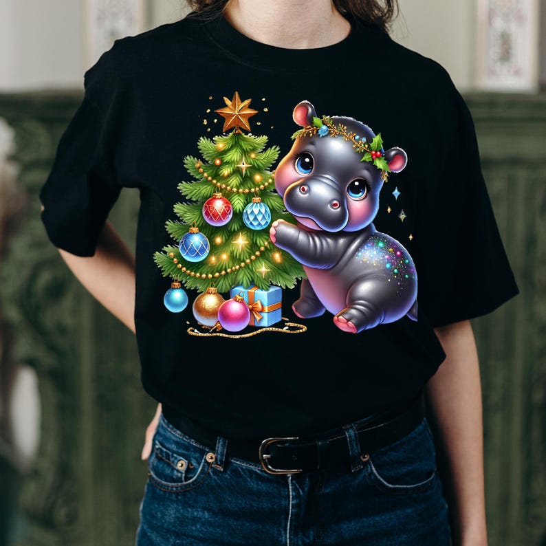 Christmas Moo Deng Watercolor Clipart - 12 Festive Pngs for Holiday Fun ...