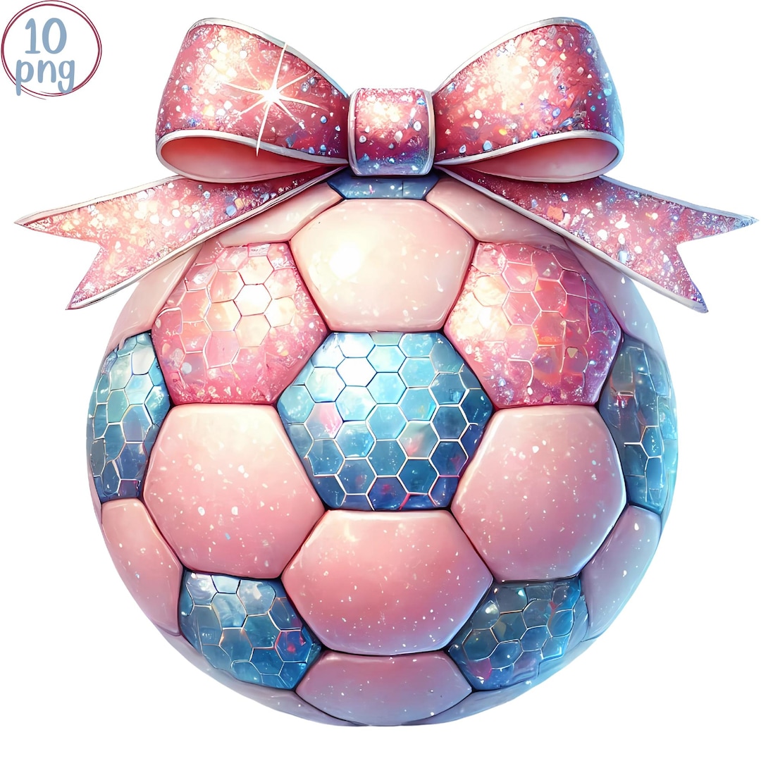 Sparkling Soccer Ball Ornaments Clipart | Pastel Glitter Footballs With ...