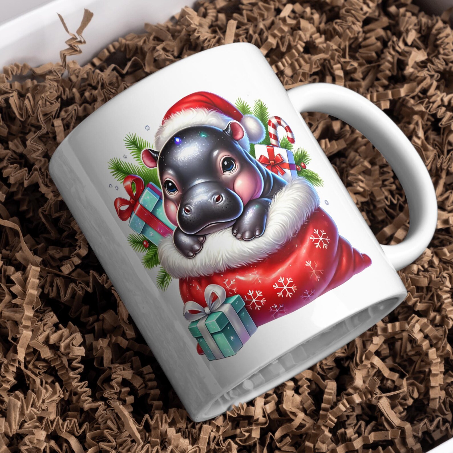 Christmas Moo Deng Watercolor Clipart - 12 Festive Pngs for Holiday Fun ...