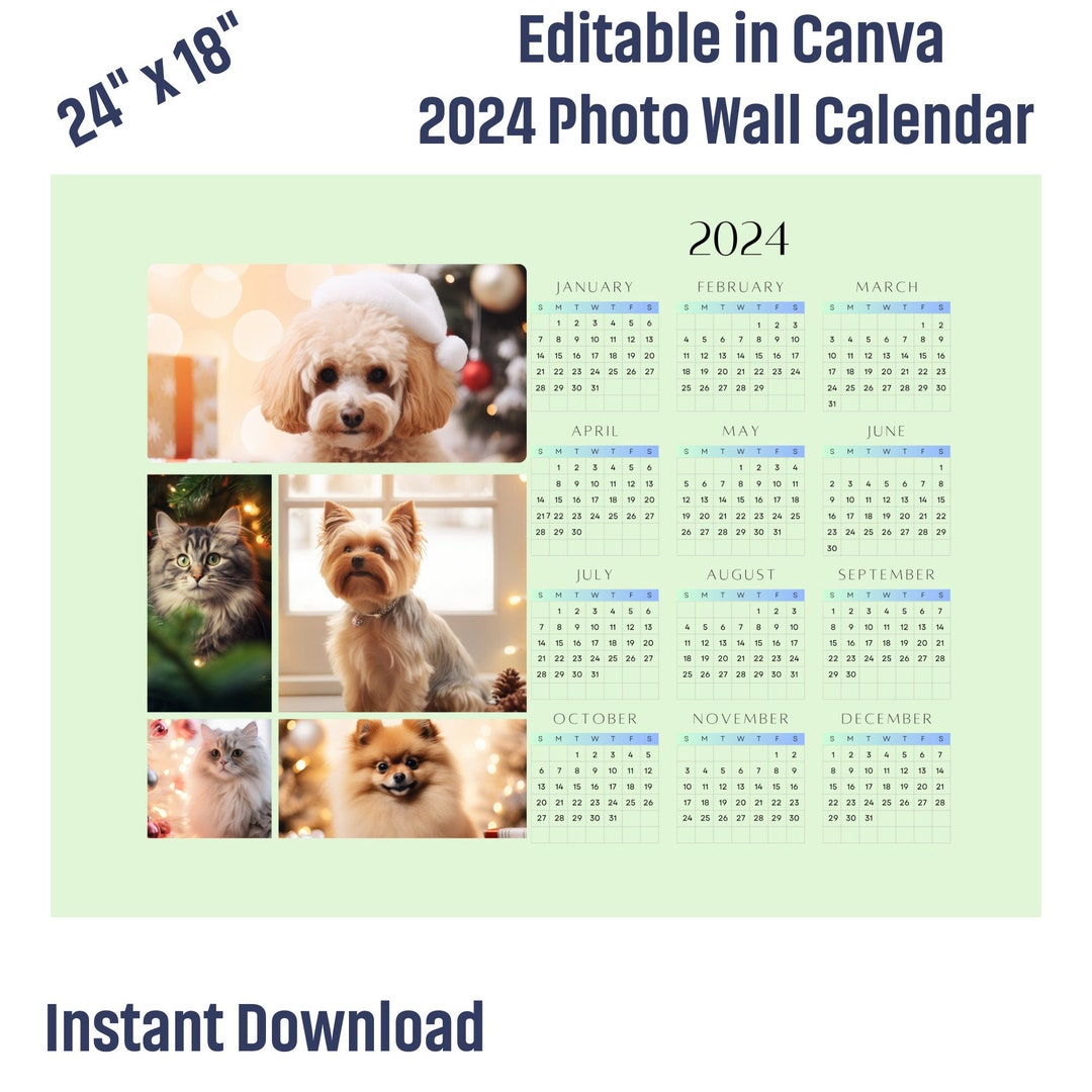 2024 Custom Editable Photo Wall Calendar 4 Colors 24x18 - Etsy