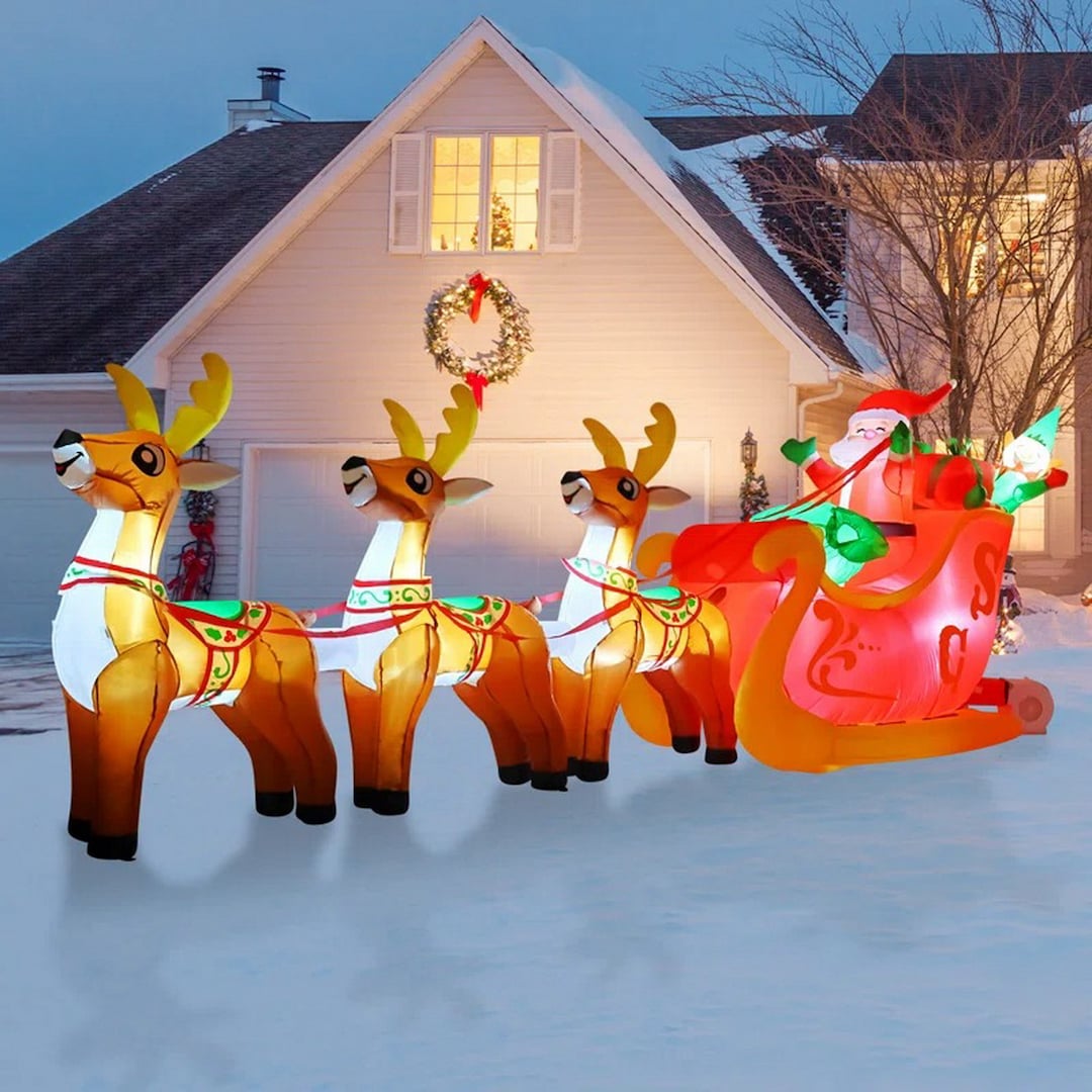 Christmas Inflatable Santa Sleigh Inflatable Santa Sleigh Etsy