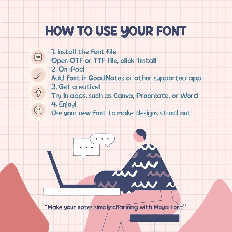 Neat Handwriting Font L Moya Font for Student Note, Digital Planners ...