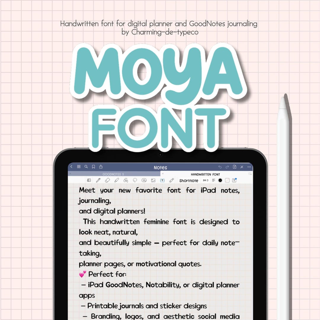 Neat Handwriting Font L Moya Font for Student Note, Digital Planners ...