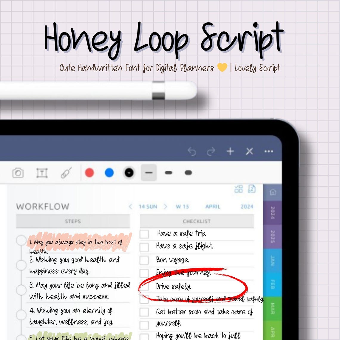 Cute Handwritten Font - Honeyloop Script for iPad Note, Goodnotes ...
