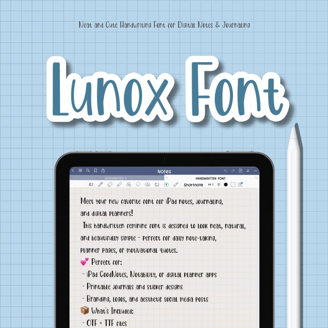 Neat Feminine Handwritten Font for Digital Planner & Journaling: Lunox ...