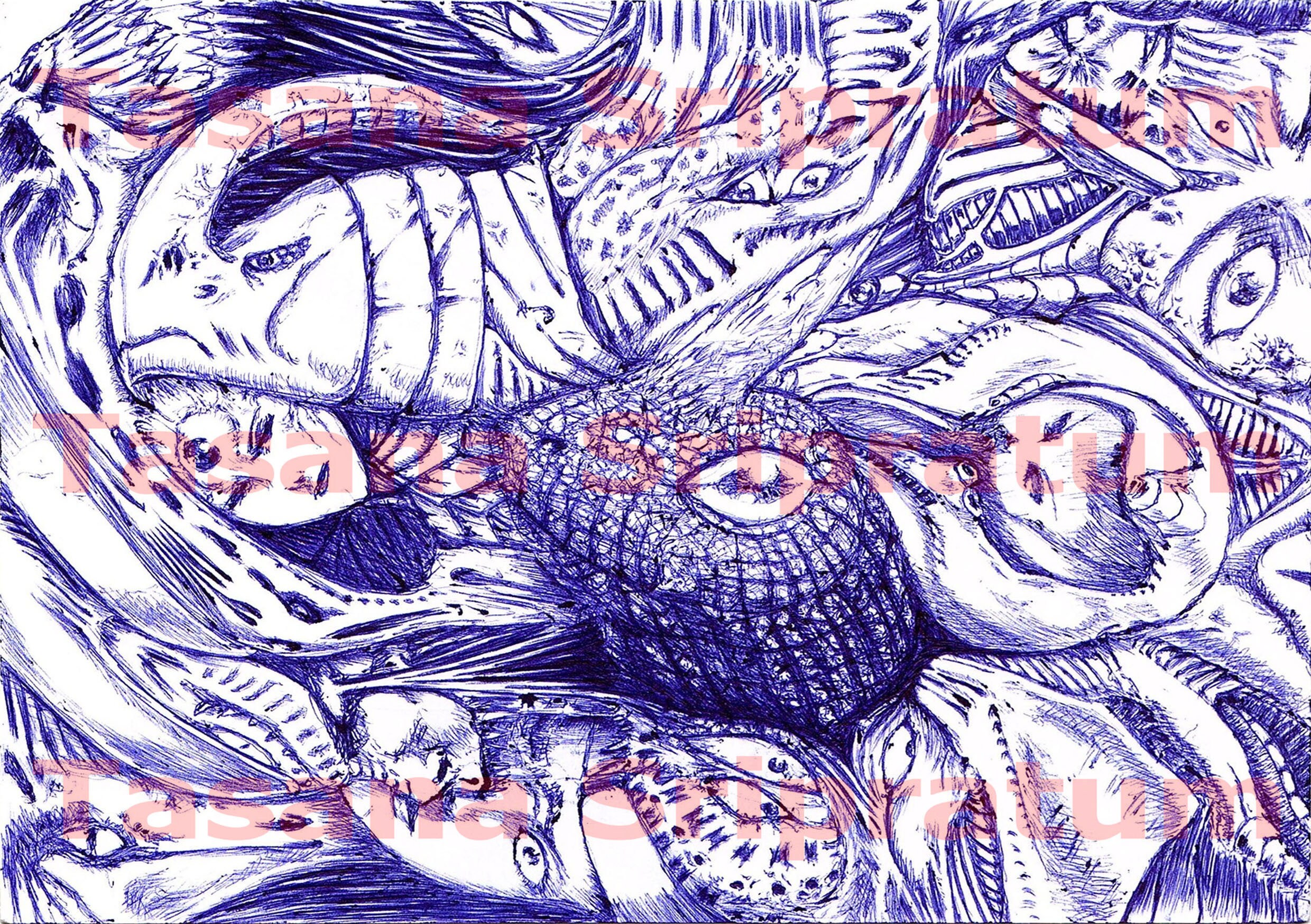 Randomly / Digital Printable Scan From Hard Drawn With Ballpoint Pen on ...