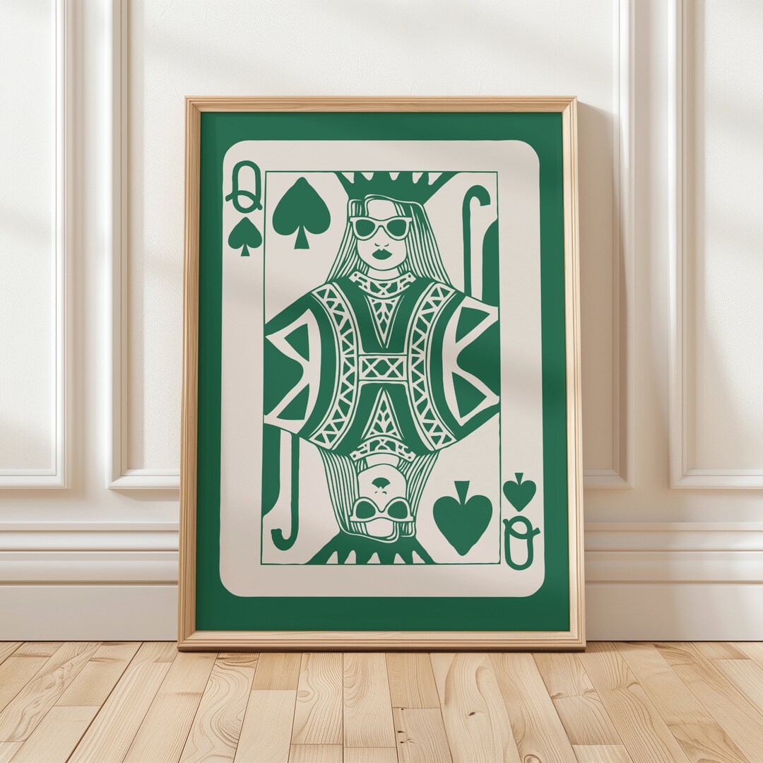 Green Playing Card Print, Trendy Wall Art Prints 70s Style Posters ...