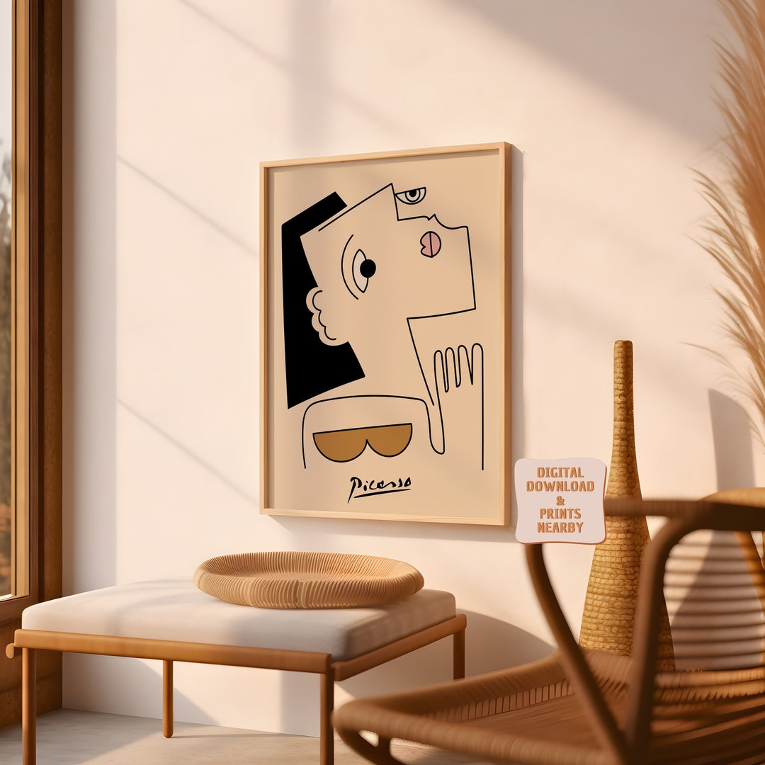 Lady Portrait Poster Boho Tone in Picasso Style, Exhibition Poster ...