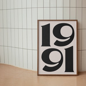 1991 Wall Art Print, Typography Quote Poster, Trendy Quote Home Decor ...