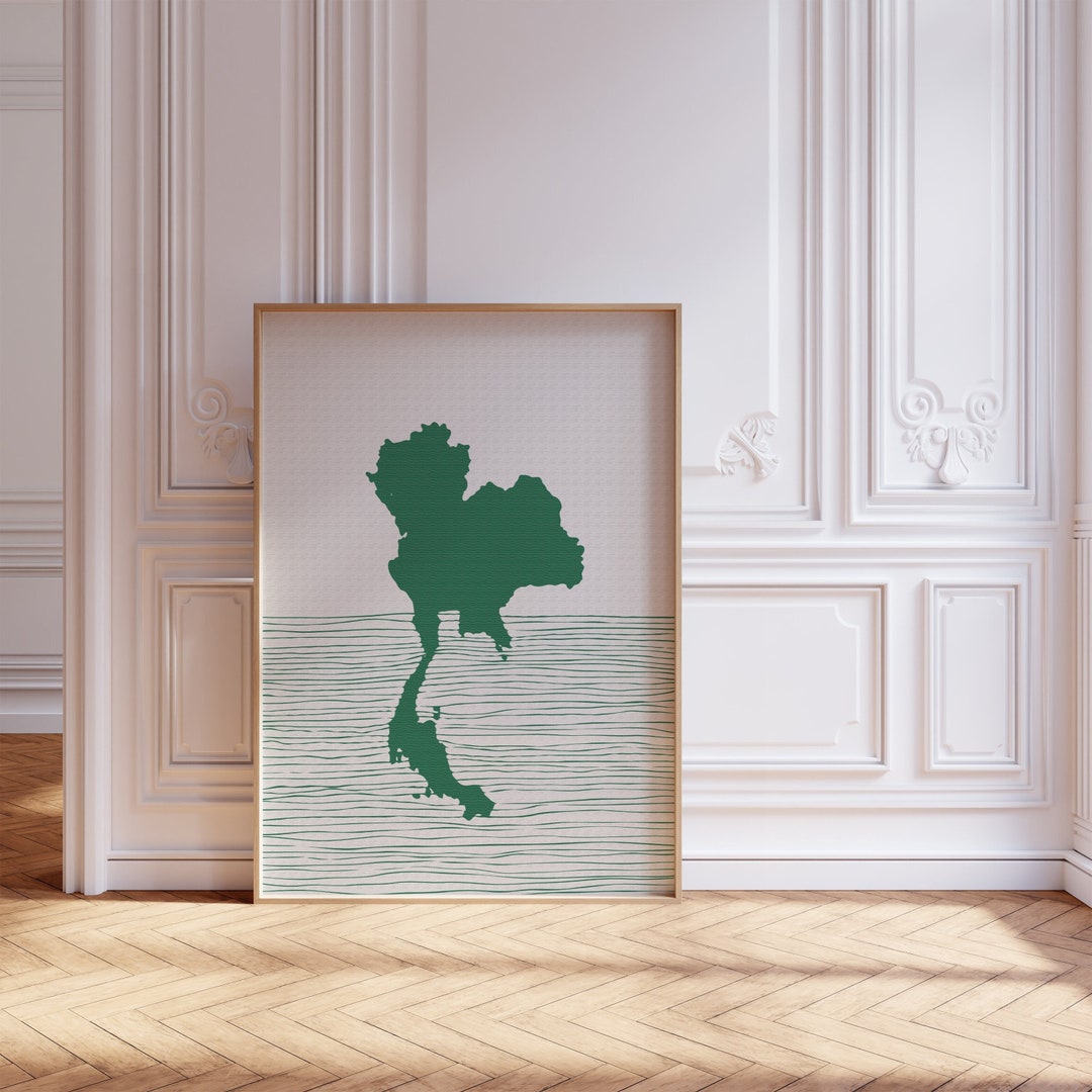 Thailand Map Art Print: Green Landscape Poster (digital Download) - Etsy