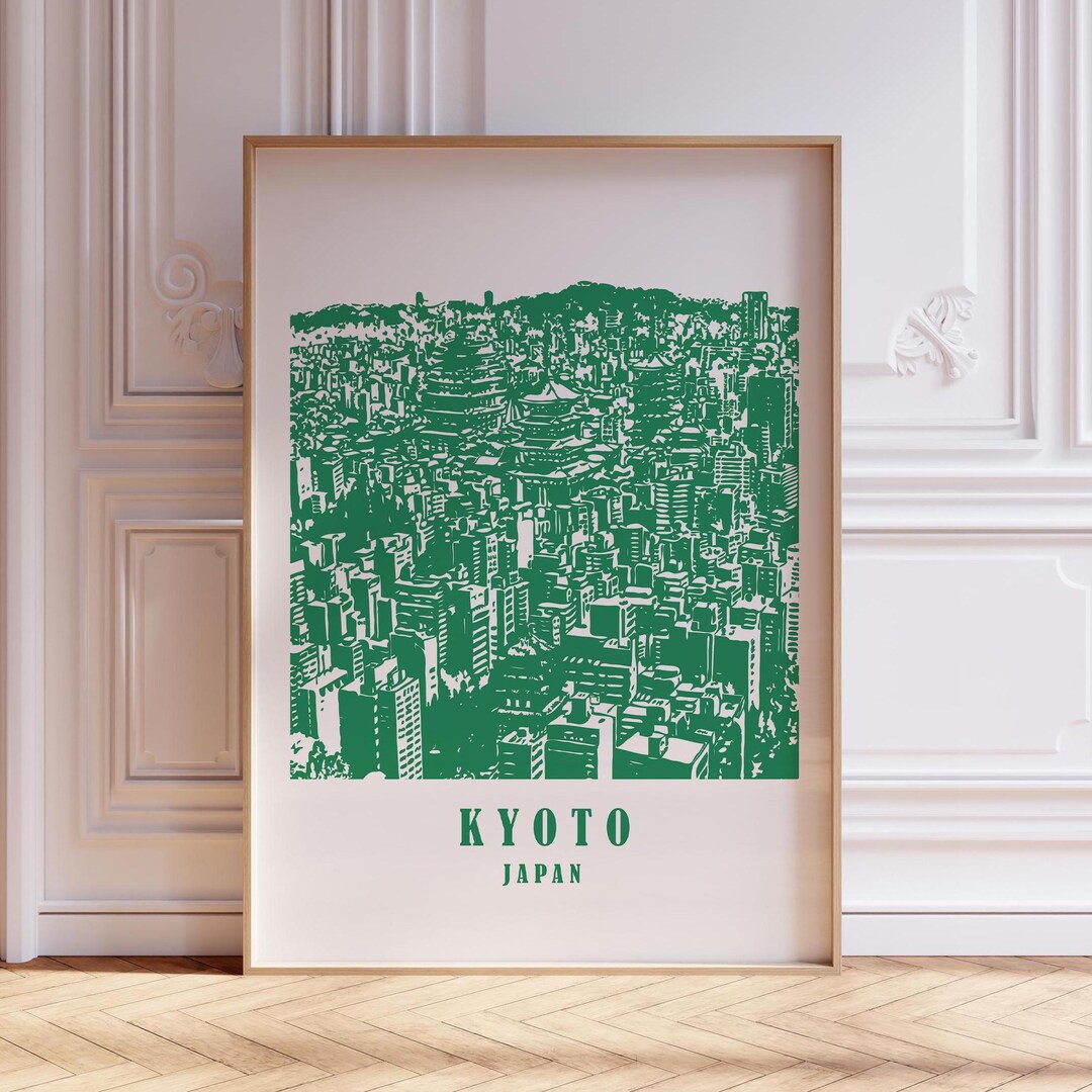 Greenly Kyoto City Wall Art, City Travel Poster, Retro Kyoto, Japan ...