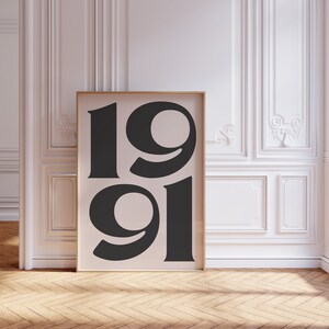 1991 Wall Art Print, Typography Quote Poster, Trendy Quote Home Decor ...