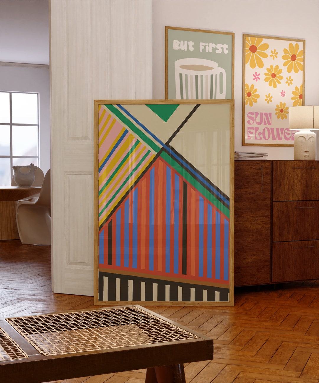 Geometric Abstract Art Poster, Trendy Modern Room Decor, Retro Abstract ...