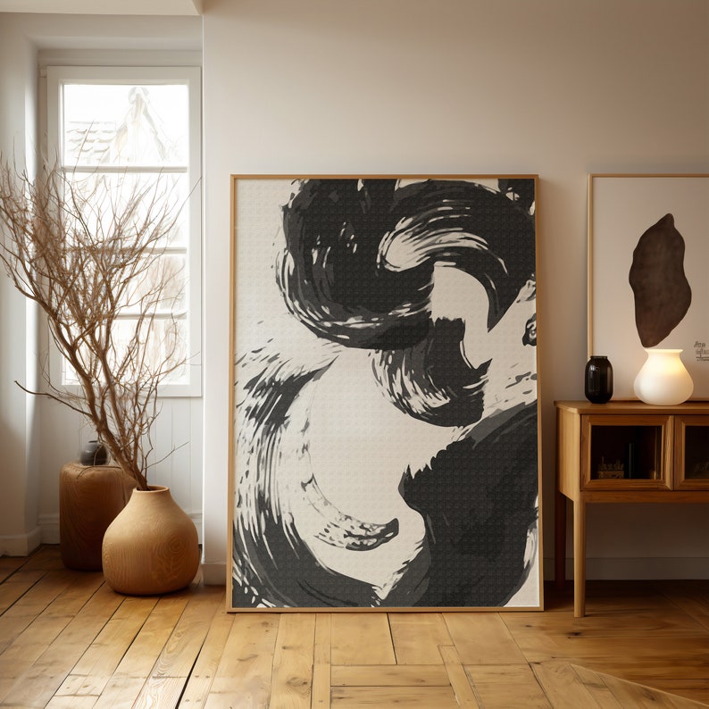 Abstract Monotone Thai Brush sitting Girl Contemporary Art, Classic ...